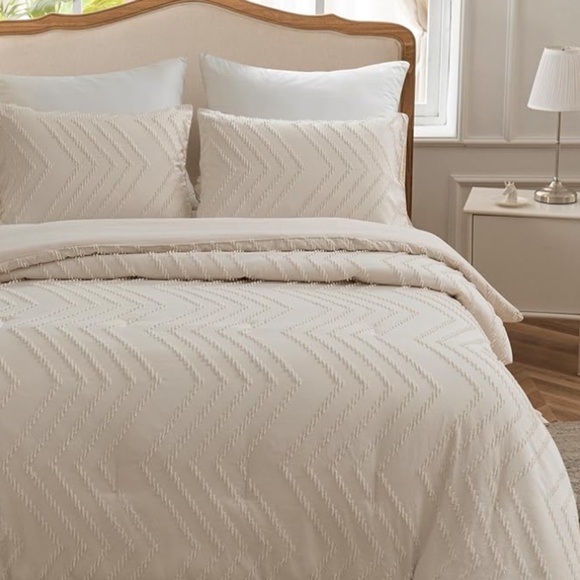Bedding | Full Comforter Set Cream Tufted Design Boho ...